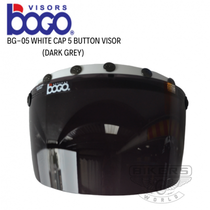 BOGO WHITE CAP 5 BUTTON VISOR (DARK GREY)